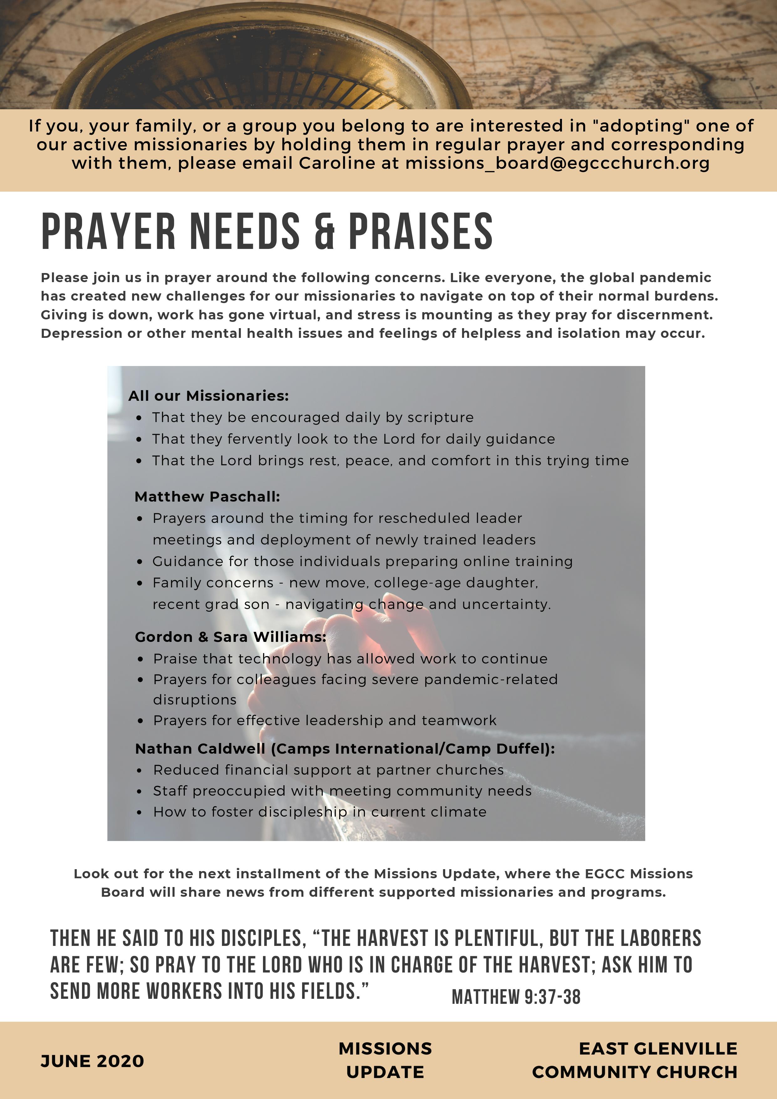 Missions Update - East Glenville Community Church